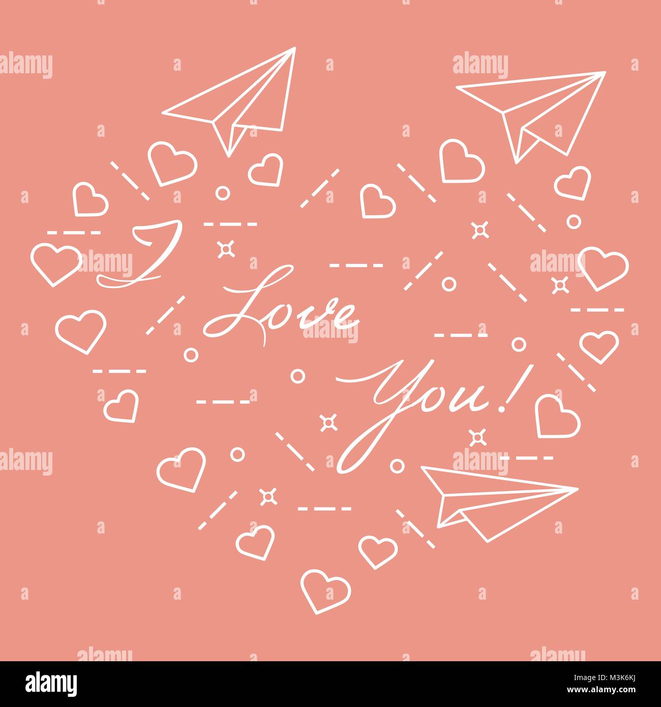 Paper airplane, hearts and inscription i love you. Template for design ...