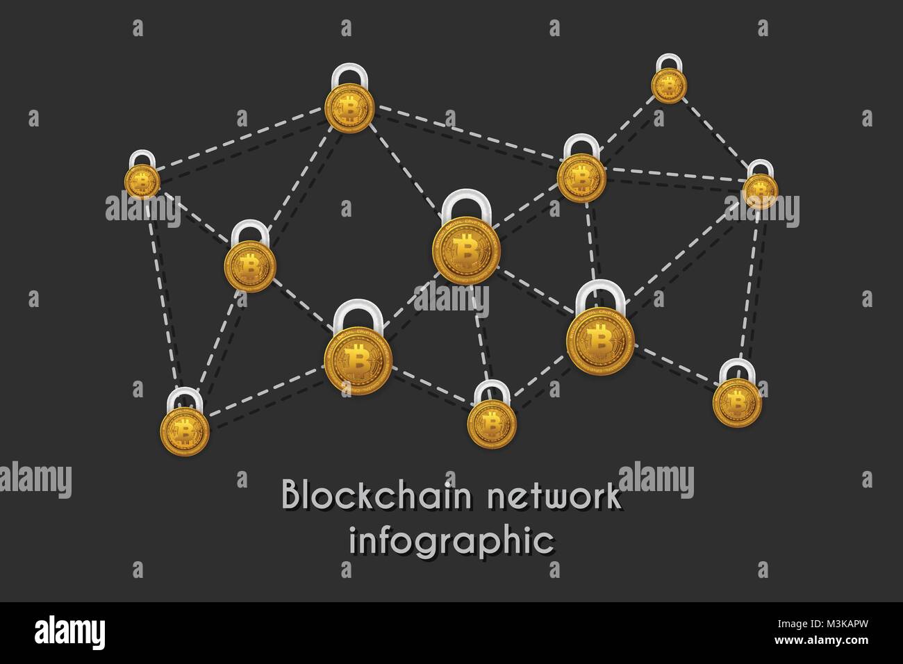 Blockchain network technology infographic for cryptocurrency concept ...