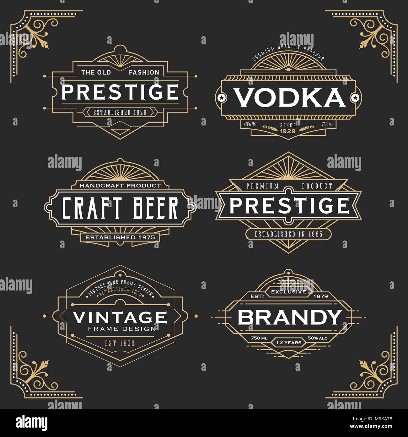Vintage line frame design for labels, banner, logo, emblem, apparel, t ...