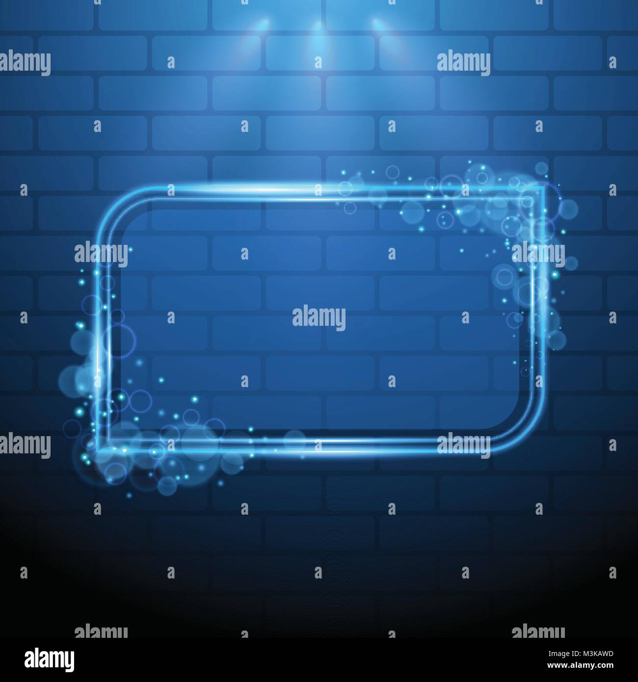 Shining blue neon light frame design element. Vector illustration Stock ...