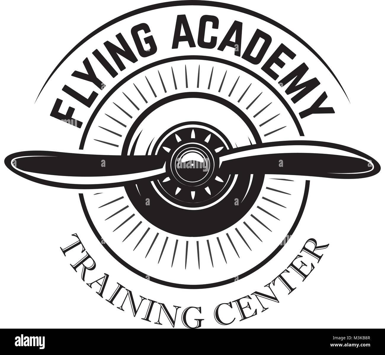 Aviation training center emblem template with retro airplane. Design ...