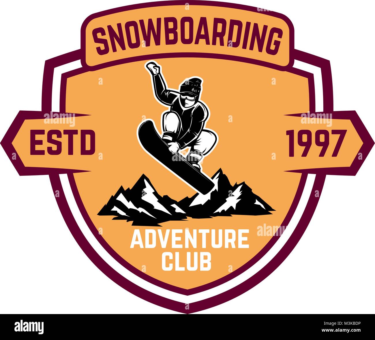 Snowboarding. Emblem with snowboarder. Design element for logo, label ...