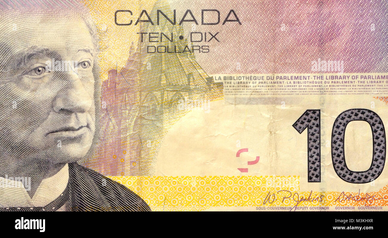 Canada 10 dollar note hi-res stock photography and images - Alamy