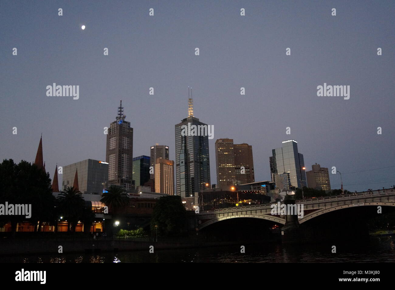 Moon over Melbourne Stock Photo - Alamy