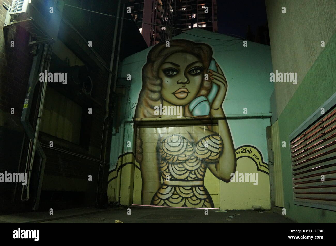 Streetart Graffiti at night Stock Photo - Alamy