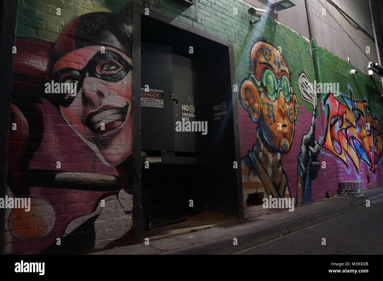 Streetart Graffiti at night Stock Photo - Alamy