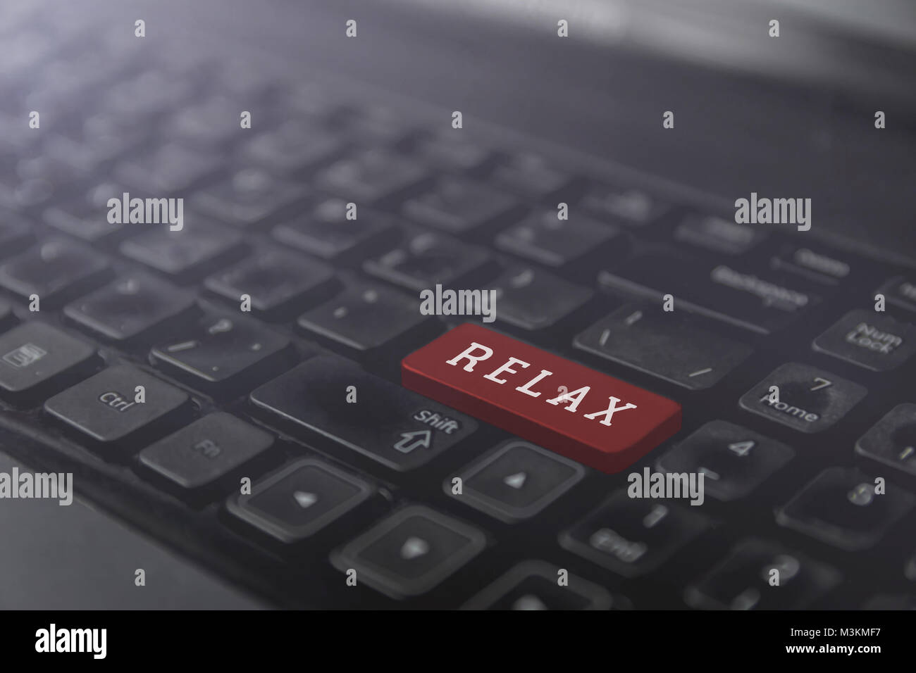 Laptop red keyboard button with word relax, rest time concept Stock ...
