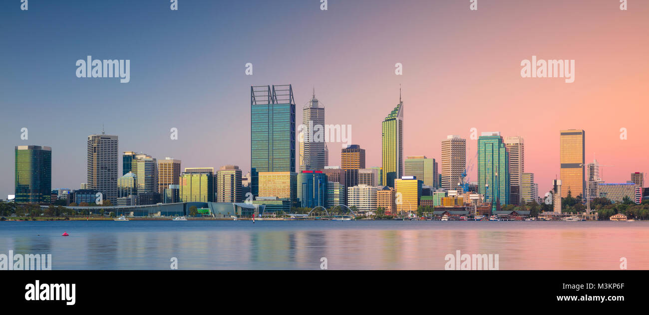 Perth. Panoramic cityscape image of Perth skyline, Australia during ...
