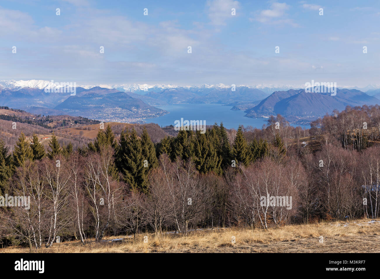 View of the Maggiore lake with the alps on the background, Piedmont ...