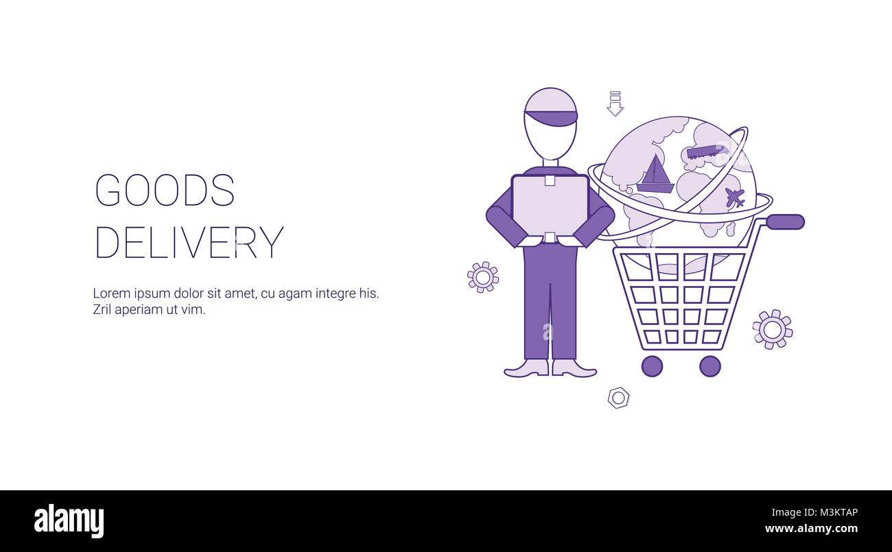 Goods Delivery Service Web Banner Template With Copy Space Stock Vector ...