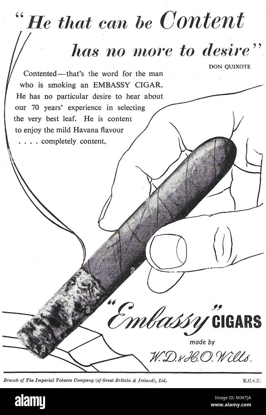 ,Embassy cigars advert, advertising in Country Life magazine UK 1951 ...