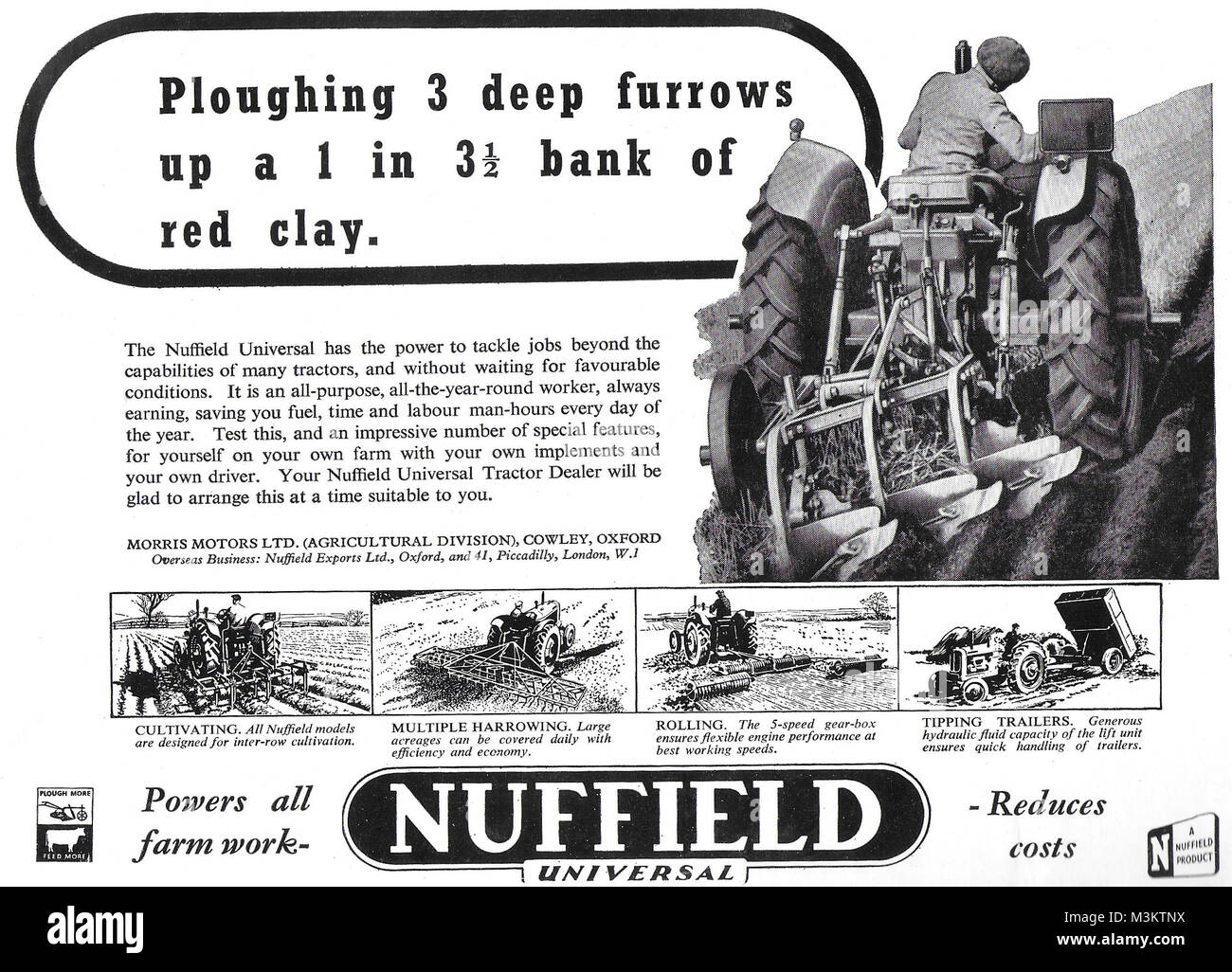 Nuffield tractor advert, advertising in Country Life magazine UK 1951 ...