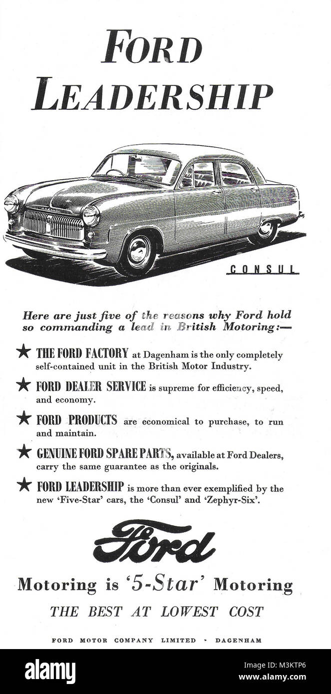 Ford Consul car advert, advertising in Country Life magazine UK 1951 ...