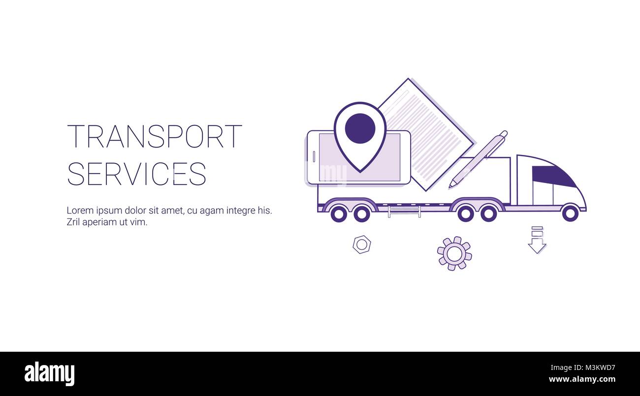 Transport Services Delivery Web Banner Template With Copy Space Stock ...