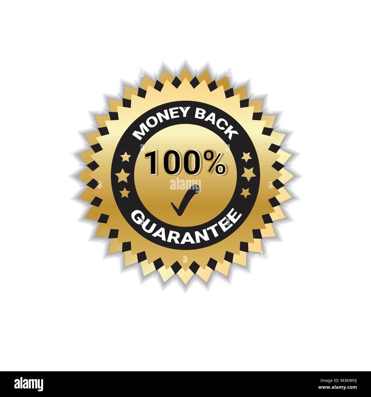 Golden Sticker Money Back With Guarantee 100 Percent Stamp Isolated ...