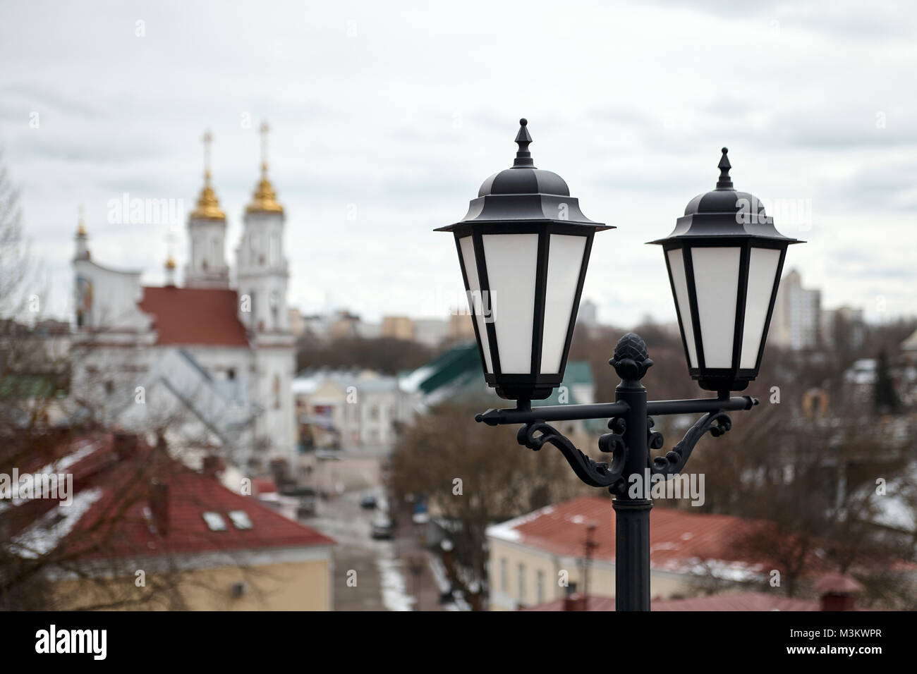 Old Lantern With the Holy Resurrection Church on Background Stock Photo ...