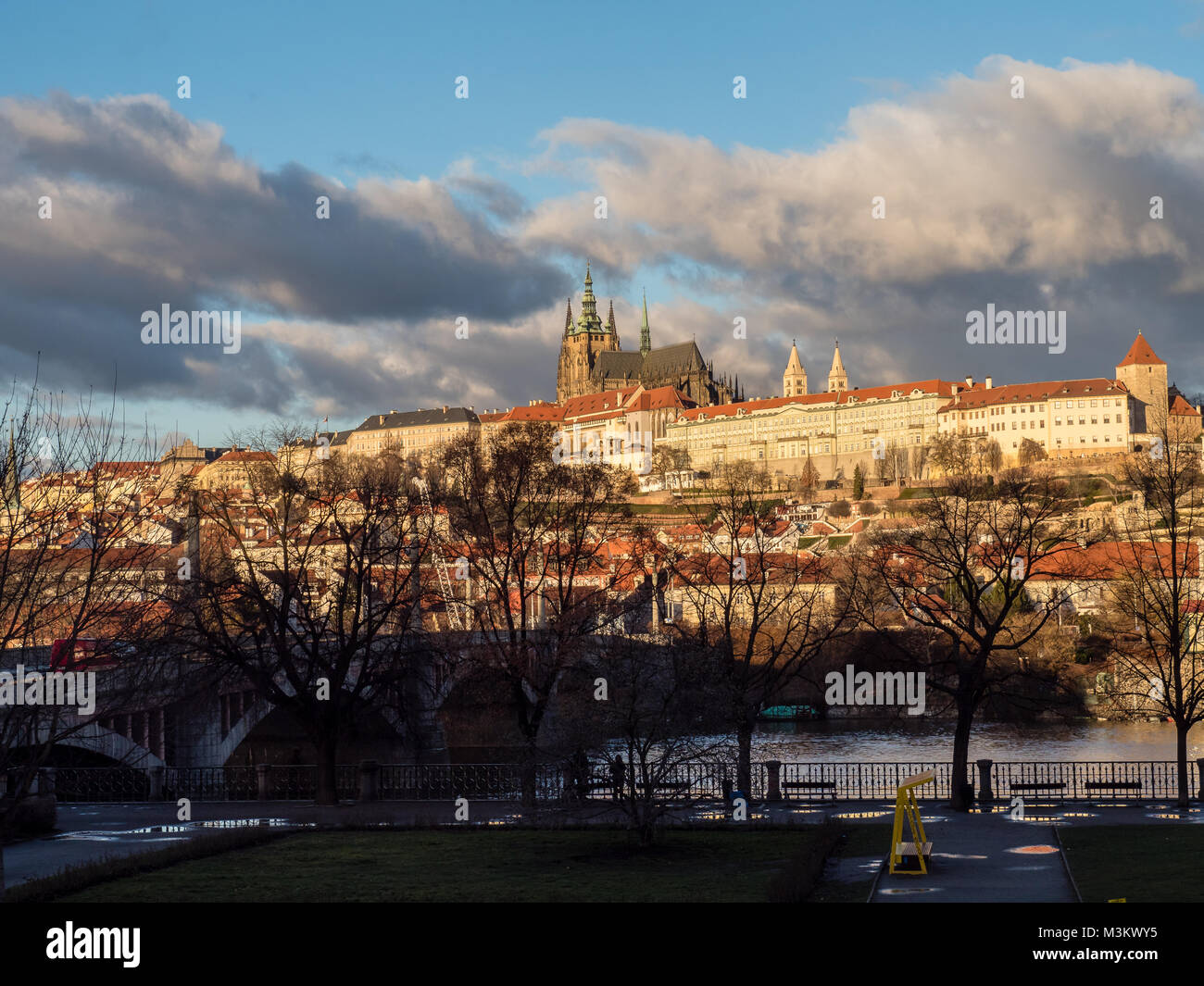 Prague Castle with Saint Vitus Cathedral. Hradcany, Prague, Czech ...