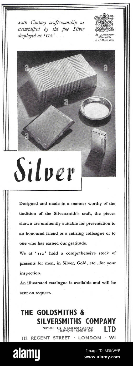 Goldsmith and Silversmith silver advert, advertising in Country Life ...