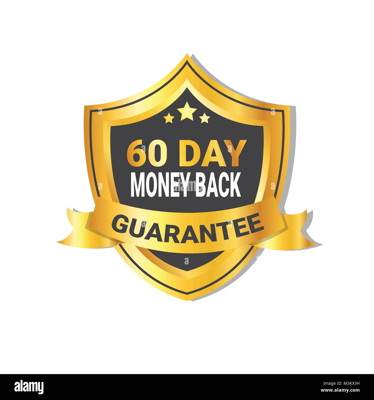 Golden Shield Money Back In 60 Days Guarantee Label with Ribbon ...