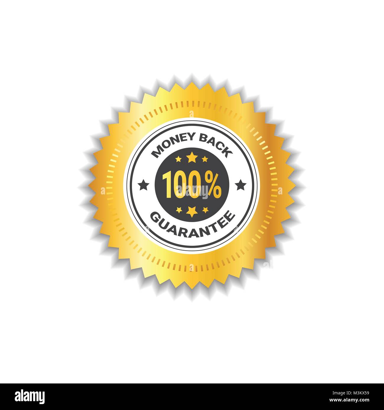 Money Back Golden Stamp 100 Percent Guarantee Concept Label Isolated ...