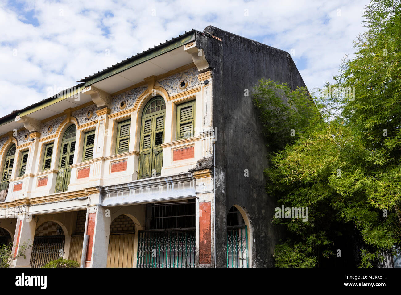 Facade of the old building located in UNESCO Heritage Zone, Penang in Malaysia Stock Photo - Alamy
