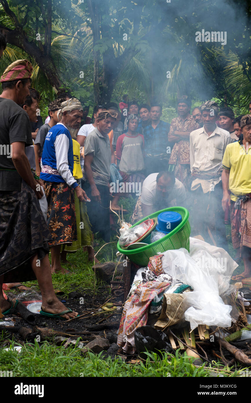 Balinese people bury their dead in a traditional cremation ceremony ...