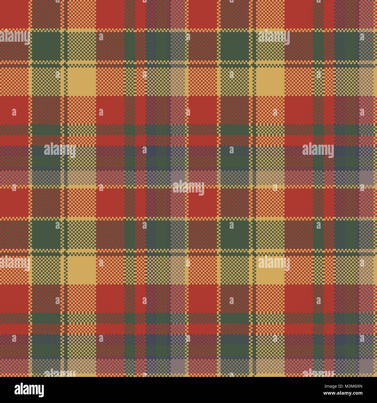 Red green check plaid texture textile seamless pattern. Vector ...