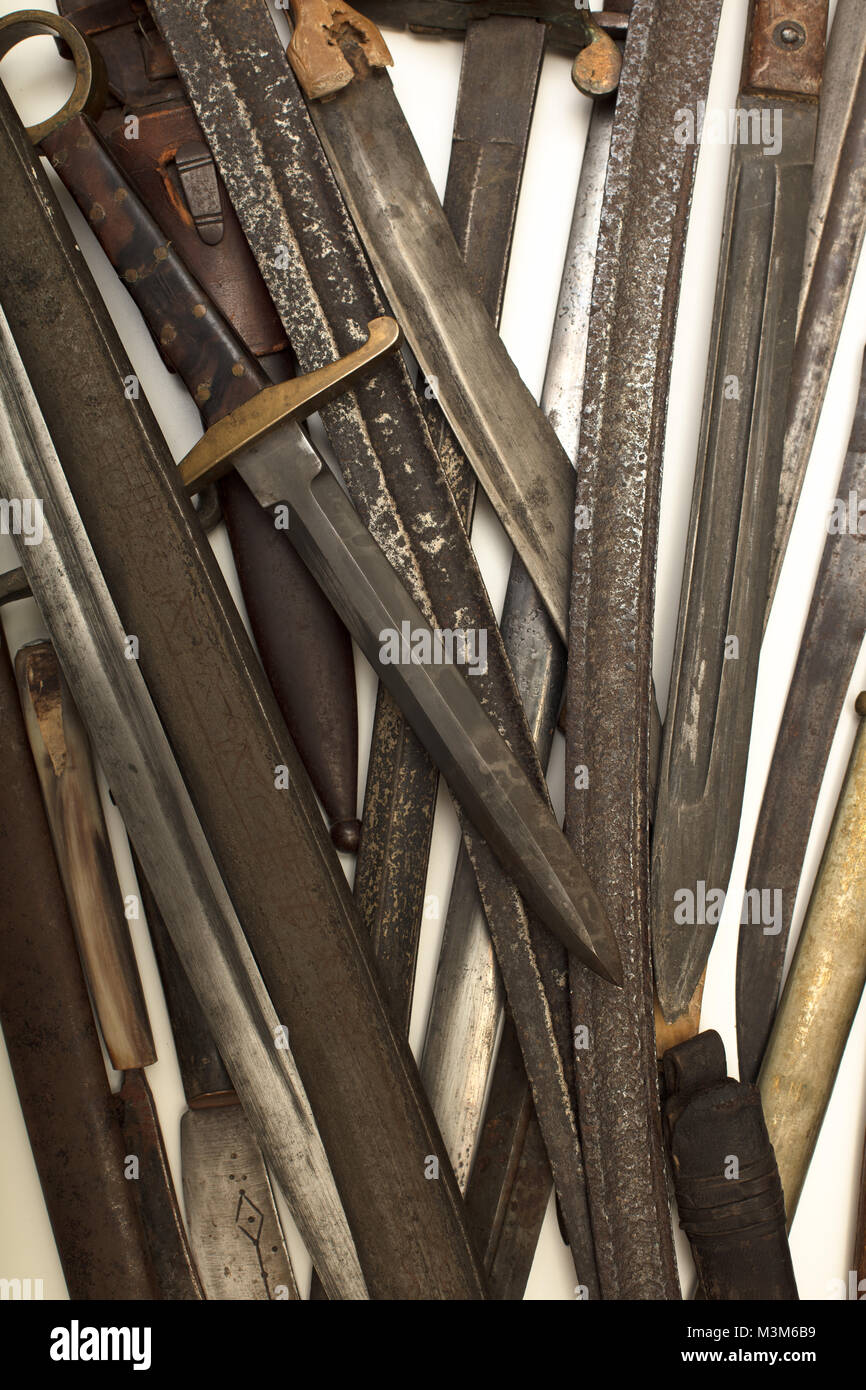Collection of vintage weapons , old swords and daggers Stock Photo - Alamy