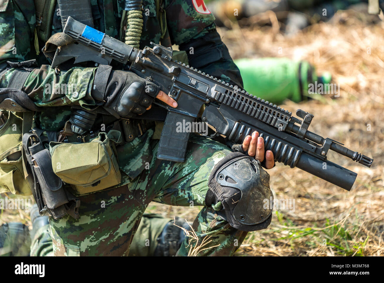 Soldier preparation ready for war and combat and eaiting command Stock ...