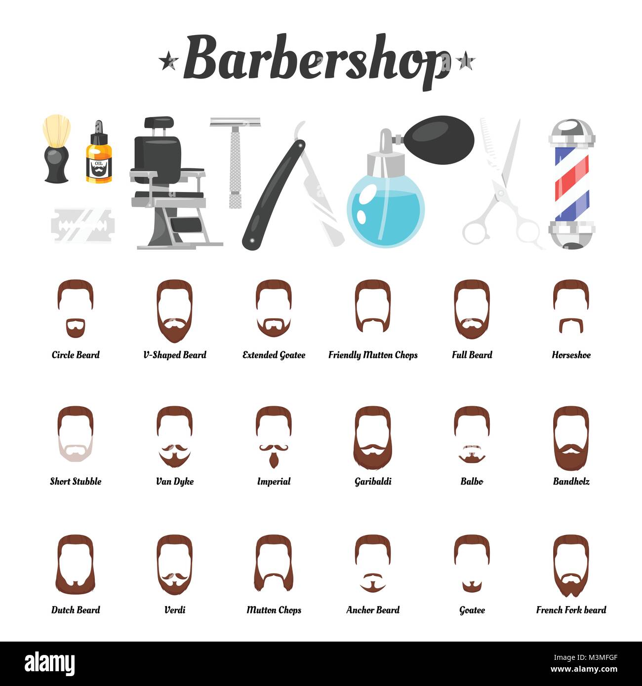 Retro barbershop hipster tools Cut Out Stock Images & Pictures - Alamy