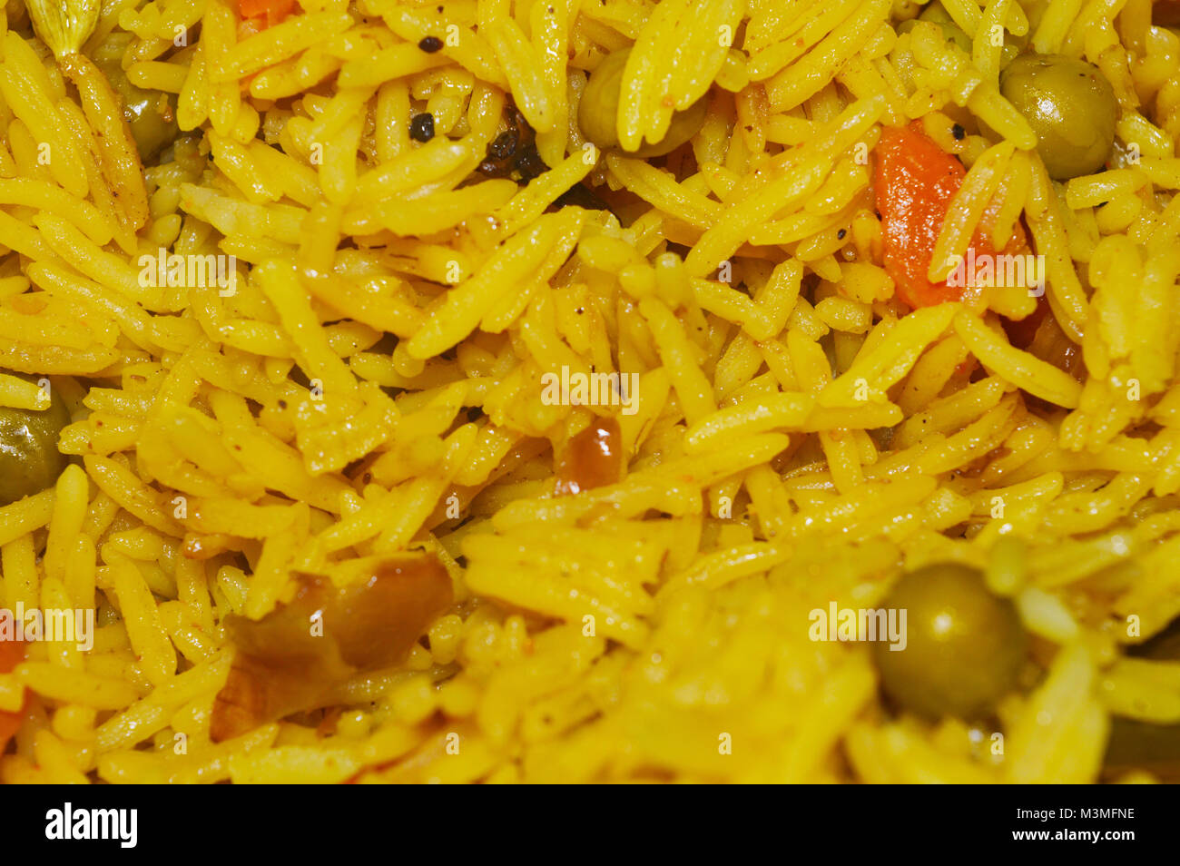 Homemade basmati rice with peas and carrots texture background Stock ...