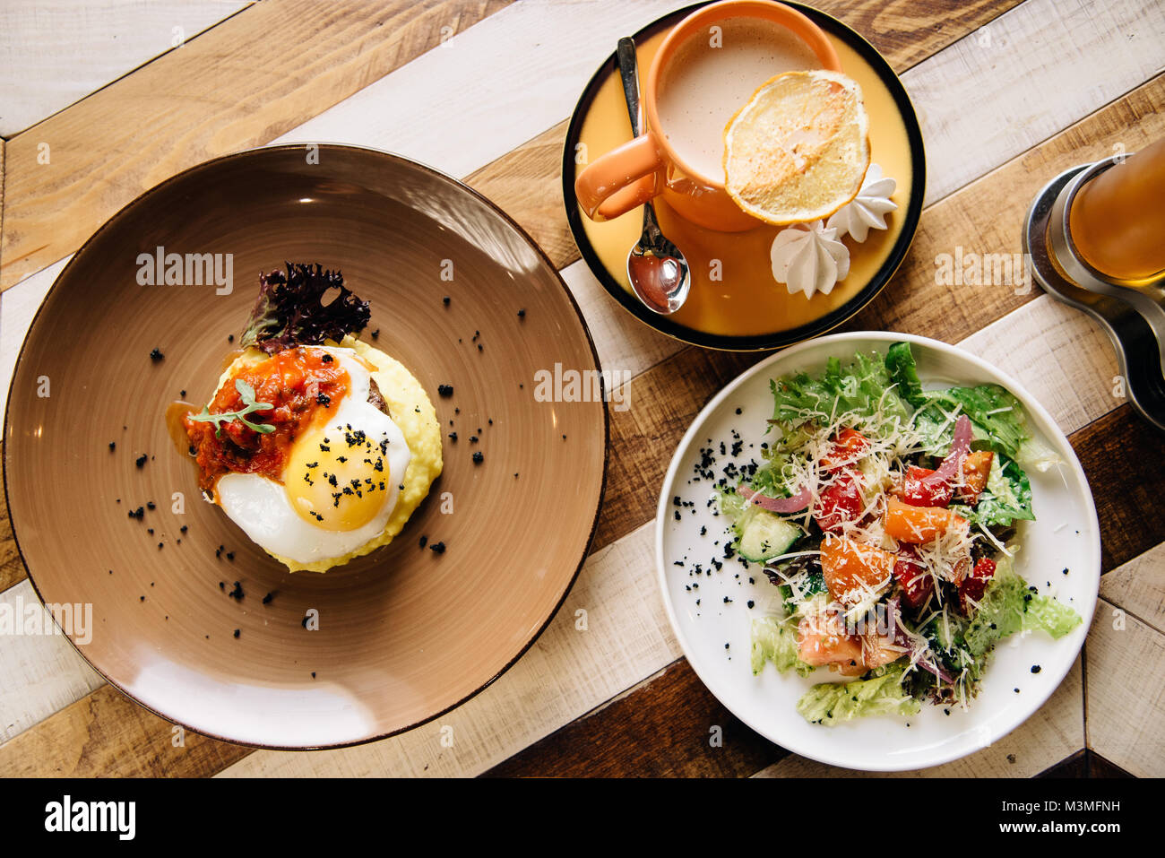 Chef's specialty presented in restaurant on served table Stock Photo ...