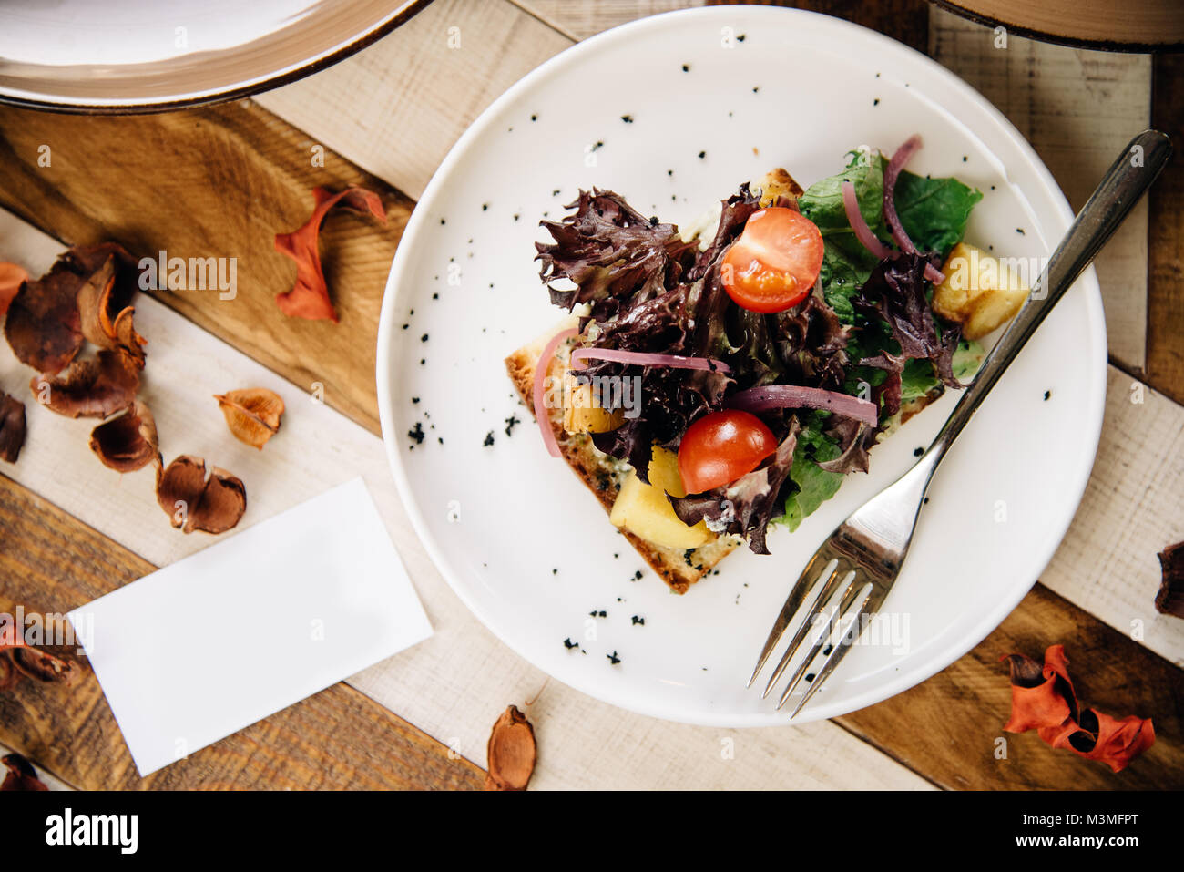 Chef's specialty presented in restaurant on served table Stock Photo ...