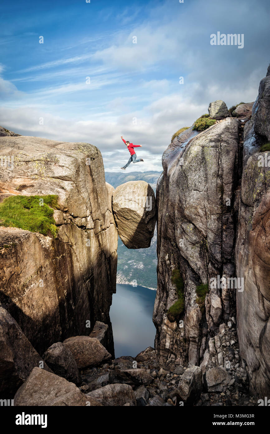 Preikestolen jump hi-res stock photography and images - Alamy