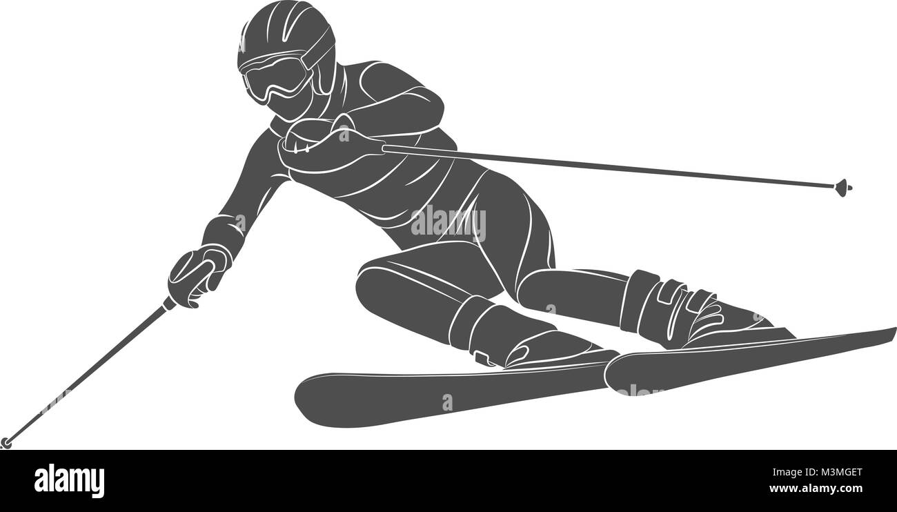 Skiing jump athlete Stock Vector Images - Alamy