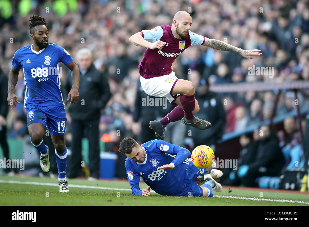 Birmingham City's Carl Jenkinson (bottom) and Aston Villa's Alan Hutton ...