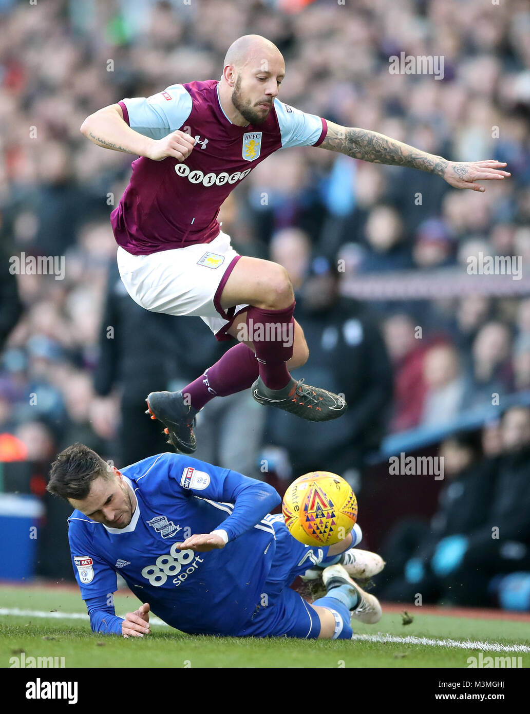 Birmingham City's Carl Jenkinson (bottom) and Aston Villa's Alan Hutton ...