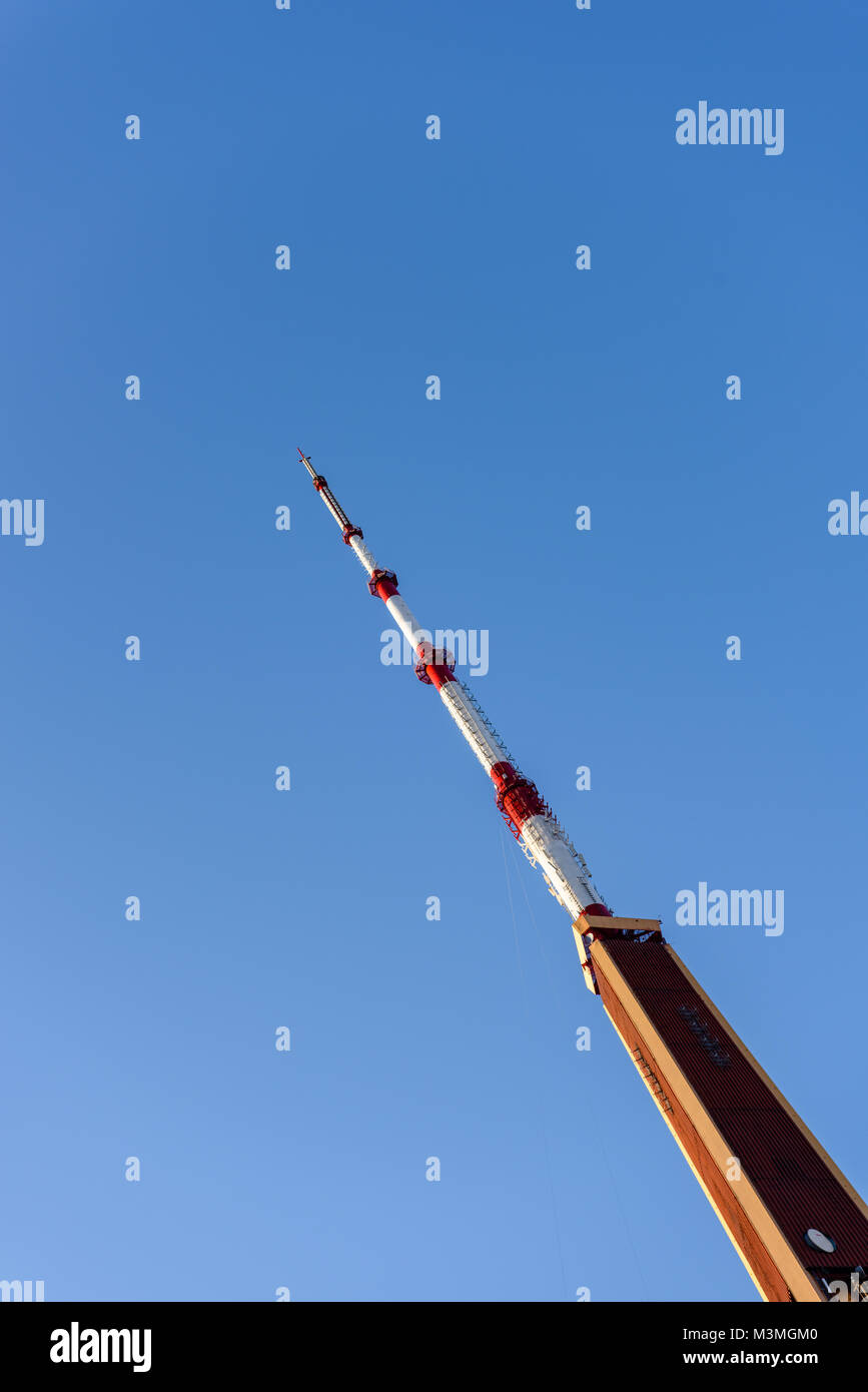 television broadcasting antenna in woods in winter Stock Photo - Alamy