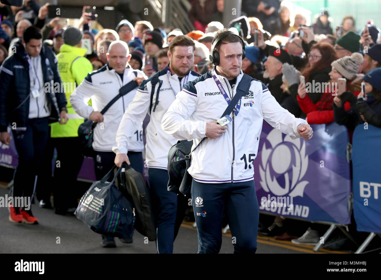 Scotland's Stuart Hogg arrives for the NatWest 6 Nations match at BT ...