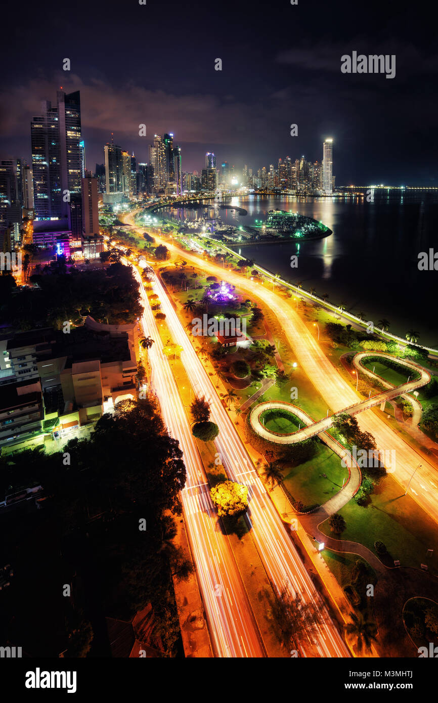 Panama City Promenade at Night Skyline taken in 2015 Stock Photo - Alamy