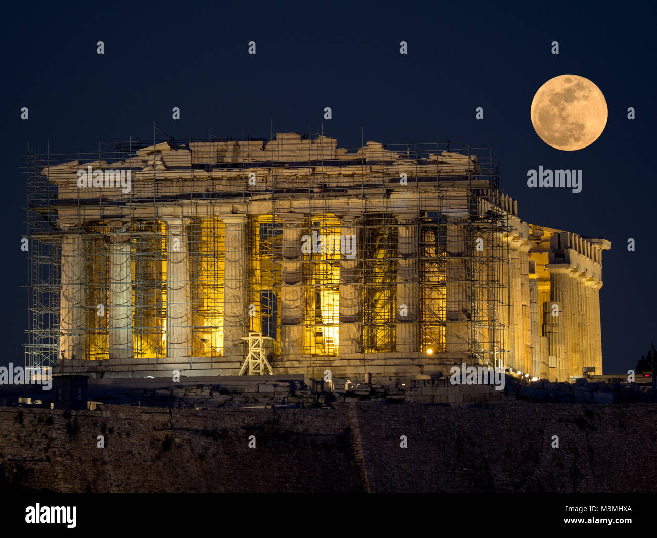 Athens Acropolis Parthenon Supermoon Full Moon Stock Photo - Alamy
