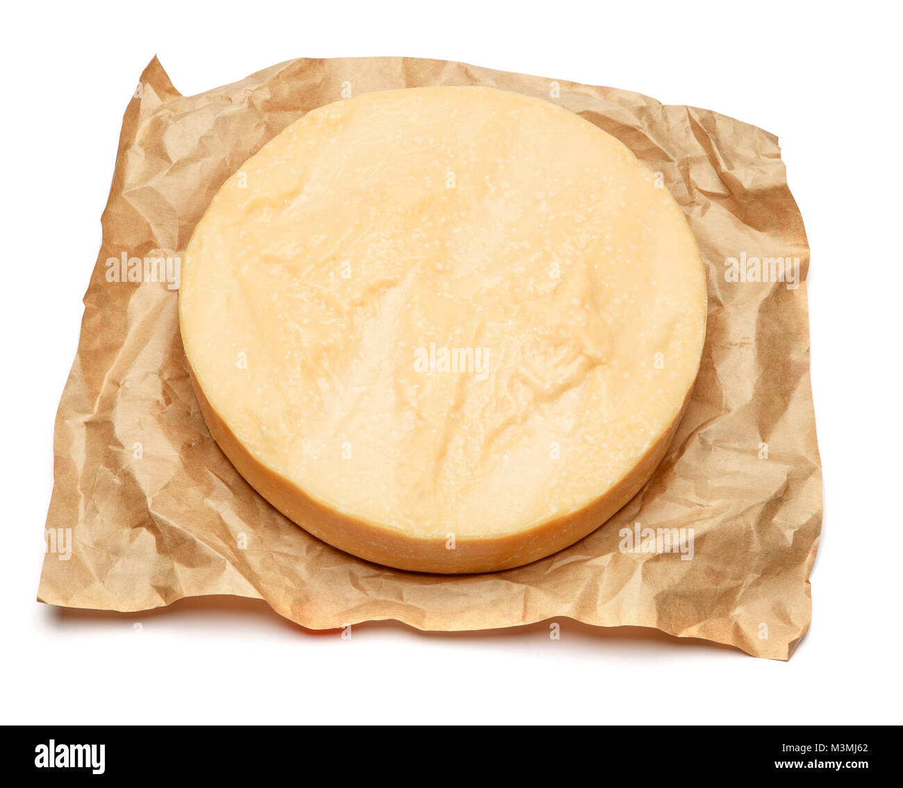 Whole round Head of parmesan or parmigiano hard cheese on white ...