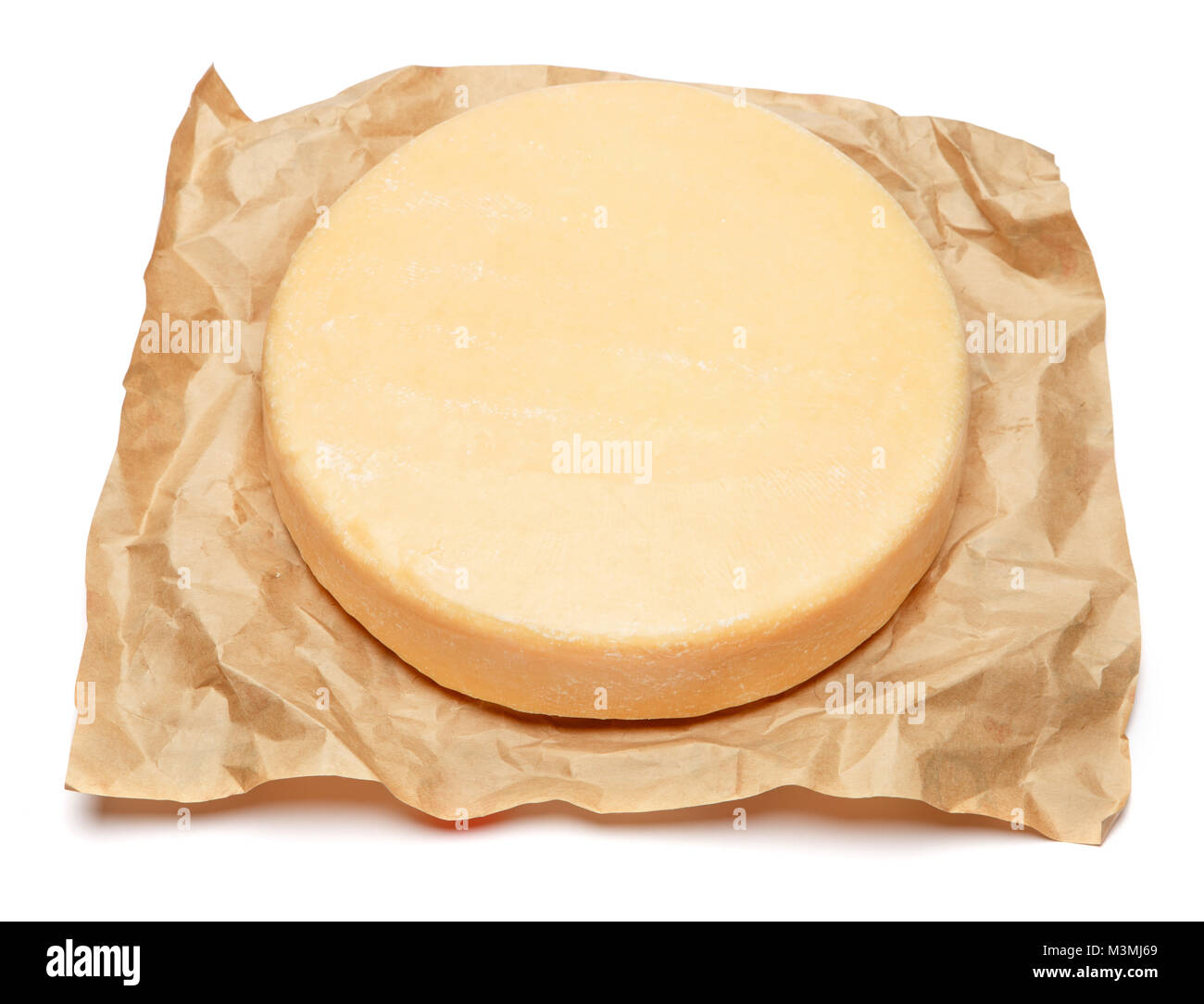 Whole round Head of parmesan or parmigiano hard cheese on white ...