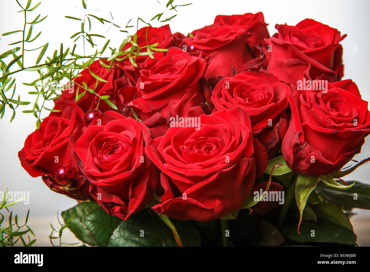 Luxury bouquet made of red roses in flower shop Valentines Bouquet of ...