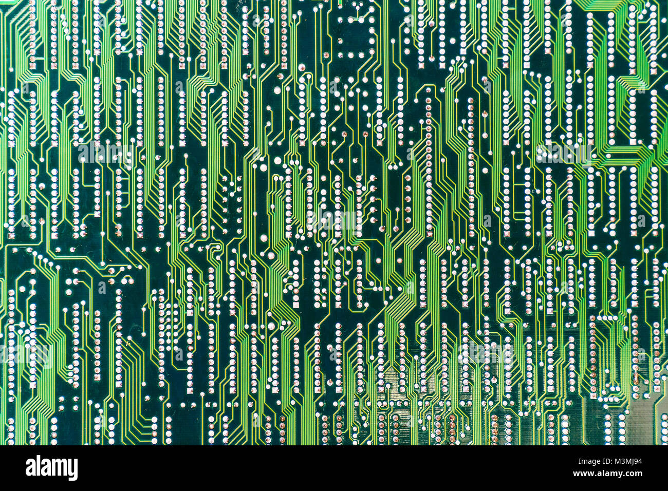 Backside of the green circuit Board. Top view Stock Photo - Alamy