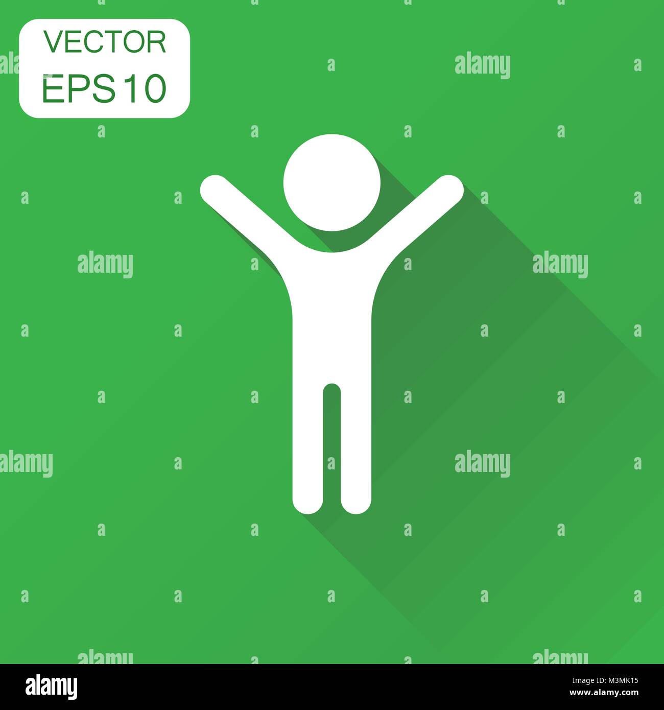 Happy man with hands up icon. Business concept people happy sign ...