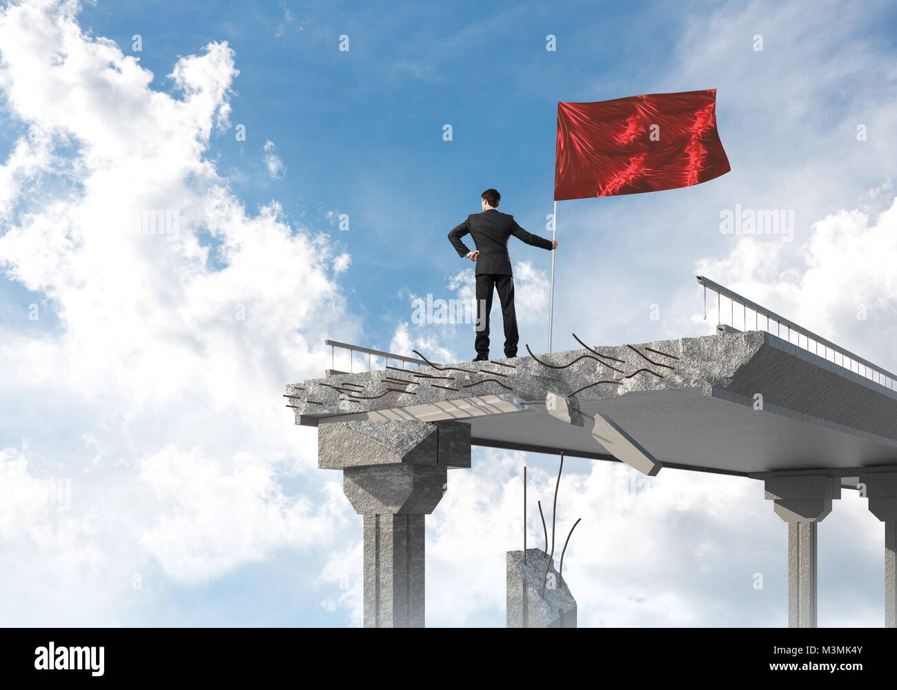 Man with flag presenting leadership concept Stock Photo - Alamy