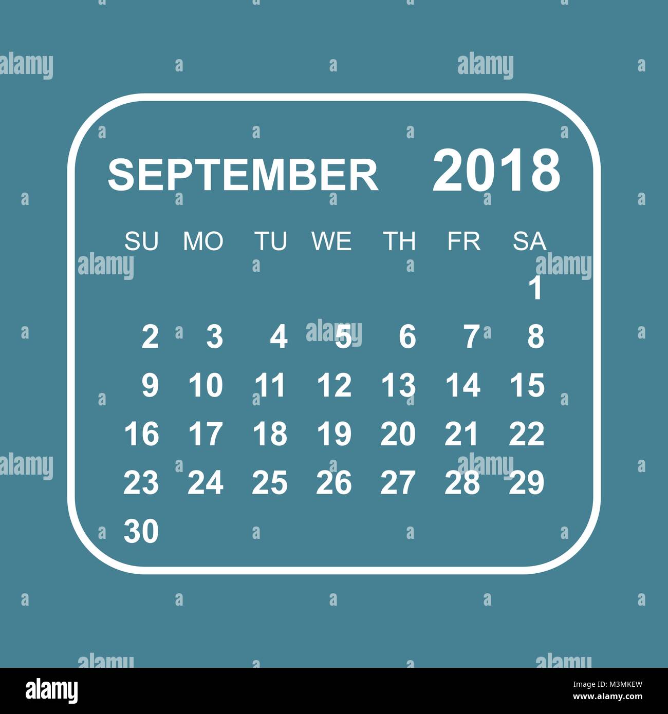September 2018 calendar. Calendar planner design template. Week starts ...