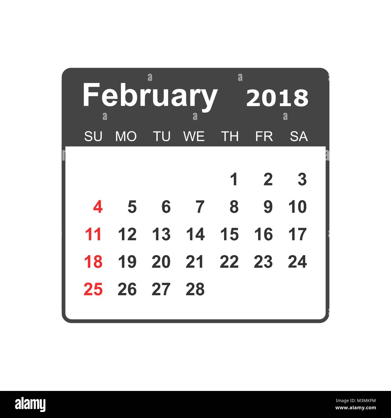 February 2018 calendar. Calendar planner design template. Week starts ...