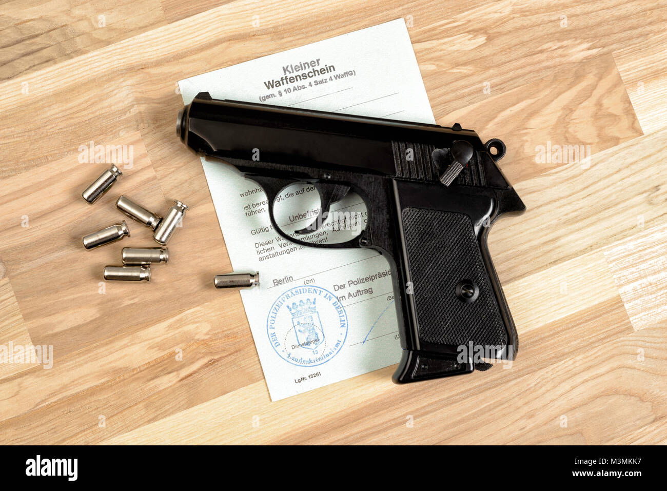 gun with munitions and gun license Stock Photo - Alamy